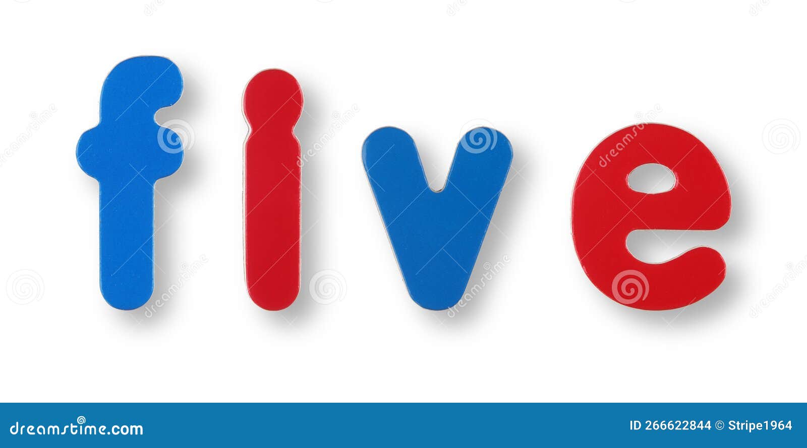 Five Word in Coloured Magnetic Letters on White with Clipping Path ...