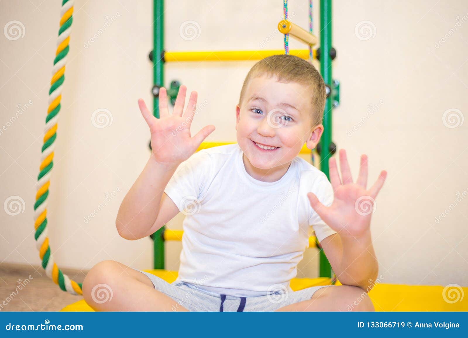 A Five Year Old Boy Playing in His Room Stock Image - Image of play ...