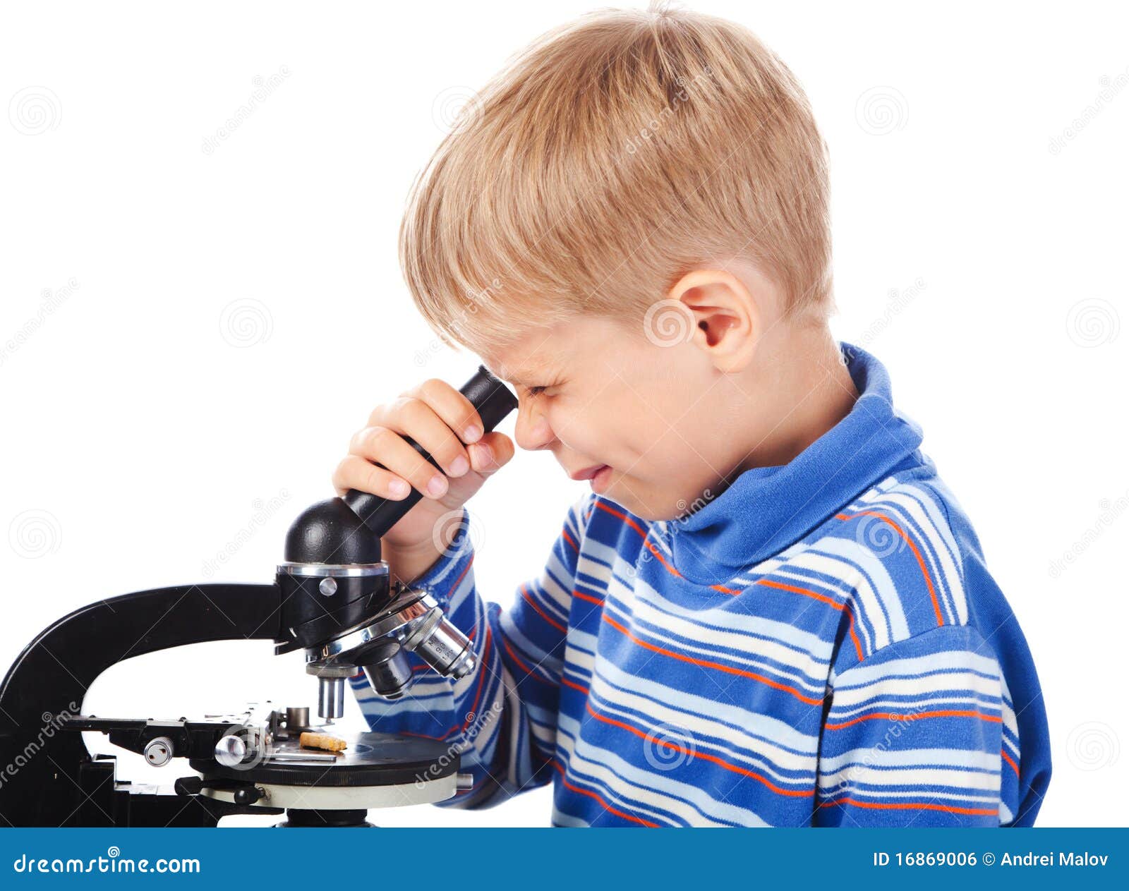 Five Years Old Boy with Microscope Stock Photo - Image of education ...