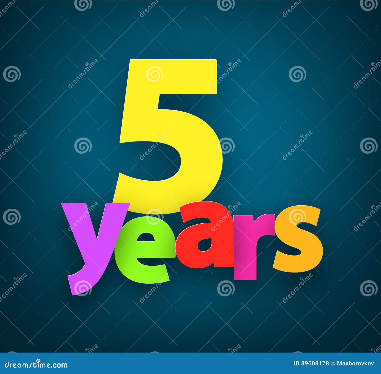 Five Years Symbol. Fifth Birthday Emblem. Anniversary Sign, Number 5 ...