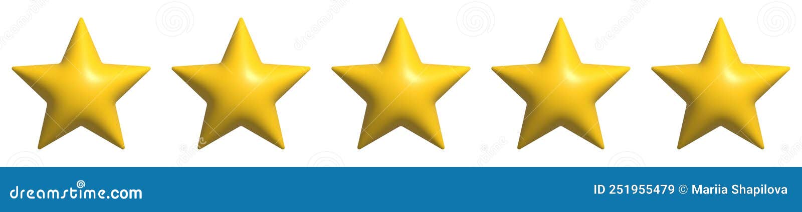 Five yellow stars stock vector. Illustration of concept - 251955479