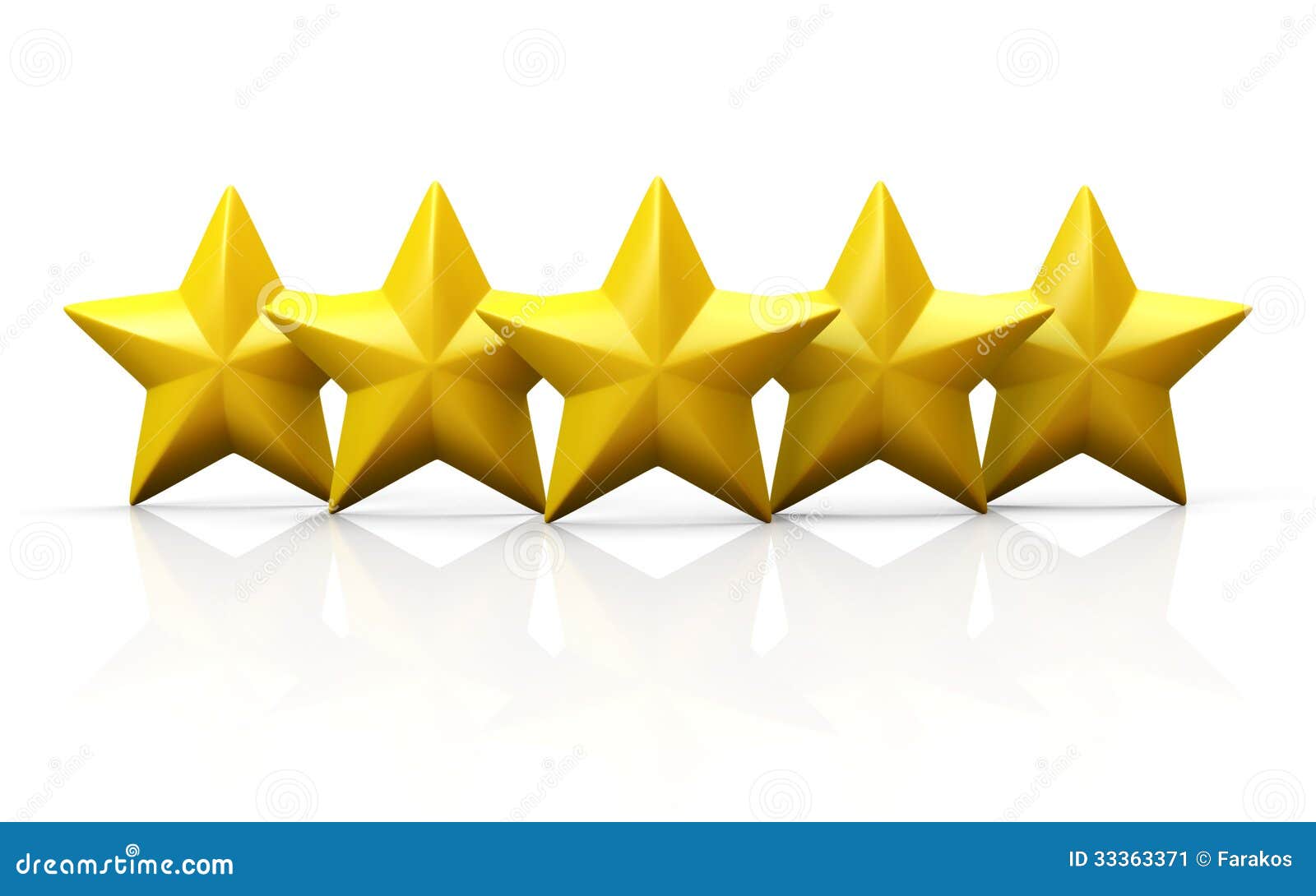 Five Yellow Stars on Glossy Plane Stock Illustration - Illustration of ...