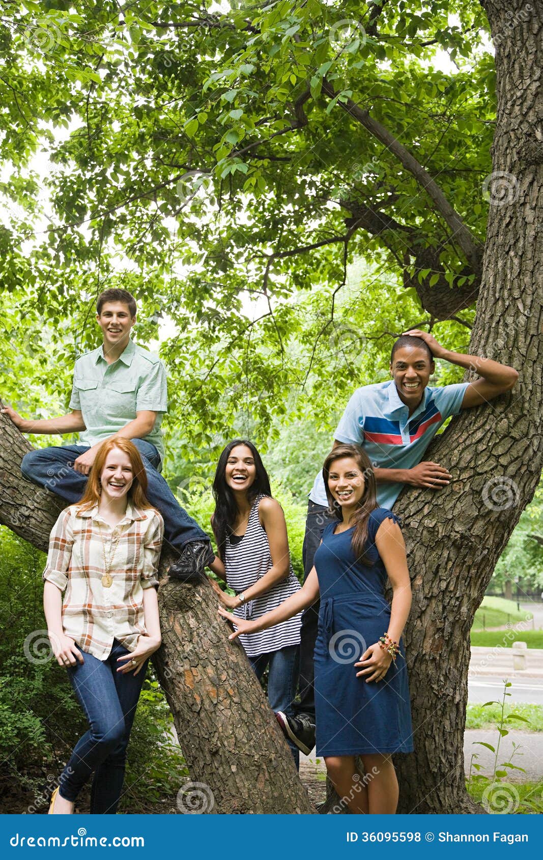 Five Young Friends Around a Tree Stock Photo - Image of 1819, 2024: ...