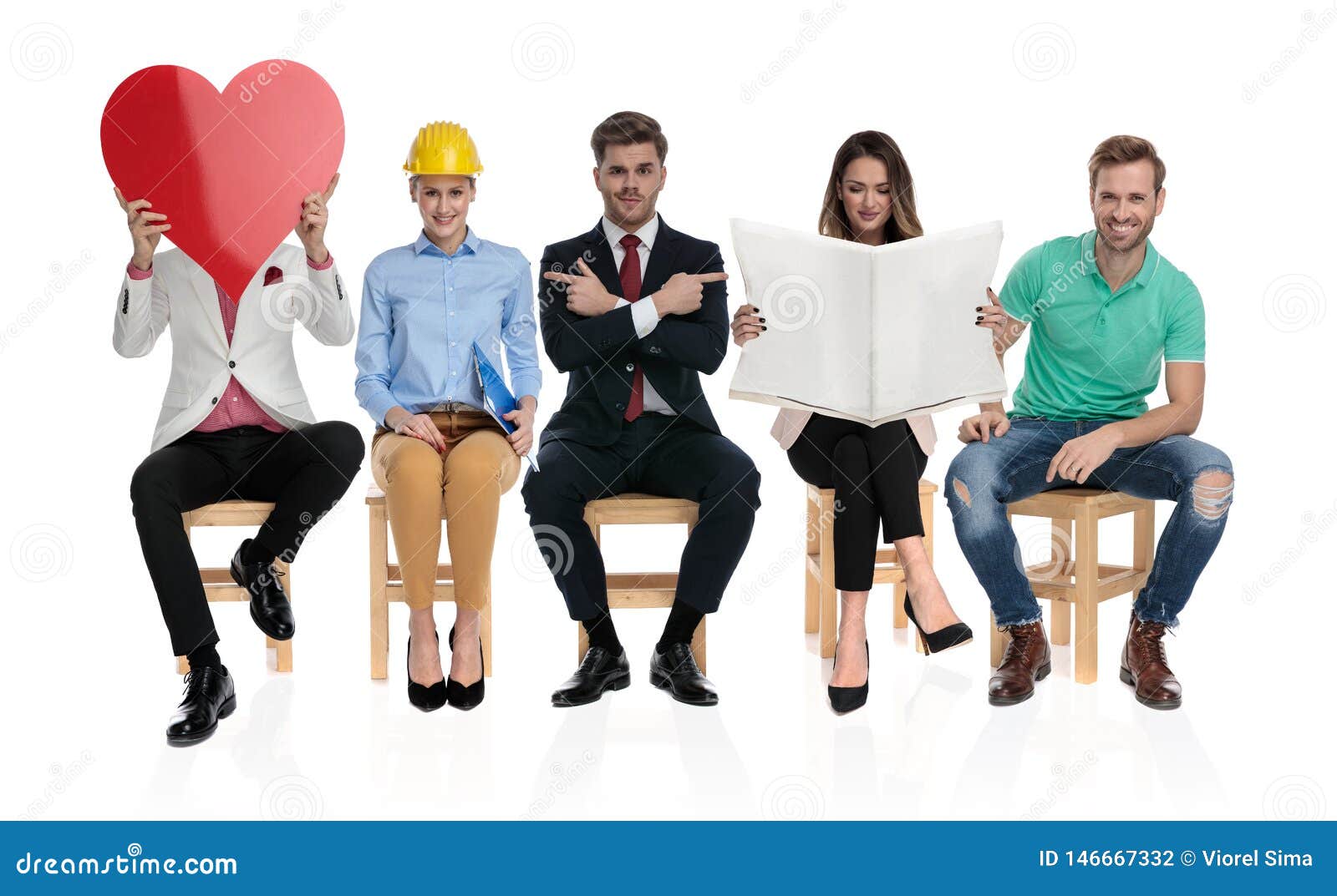 Five Young People Having Fun Waiting for a Job Interview Stock Photo ...