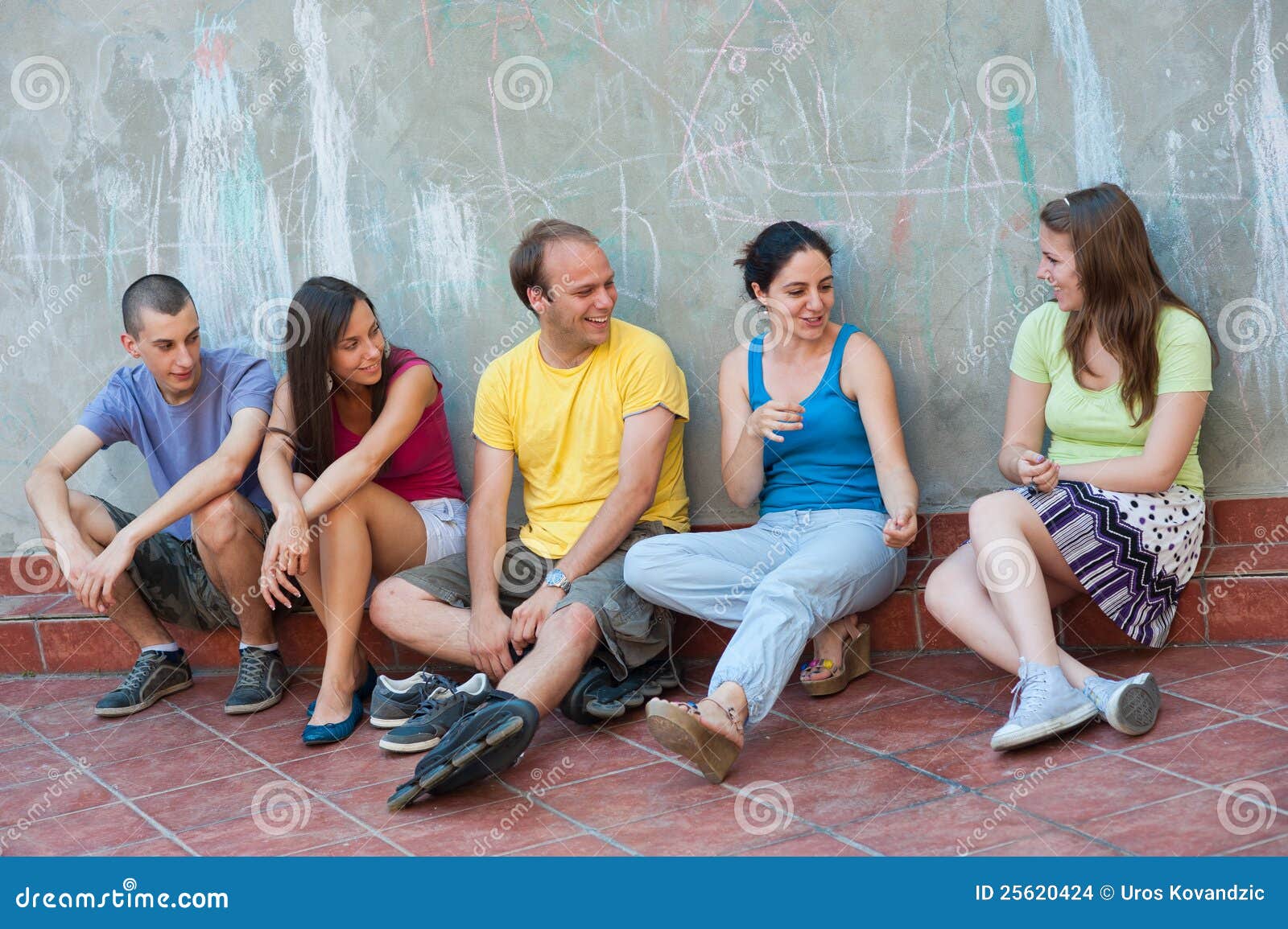 Five young people talking stock photo. Image of people - 25620424
