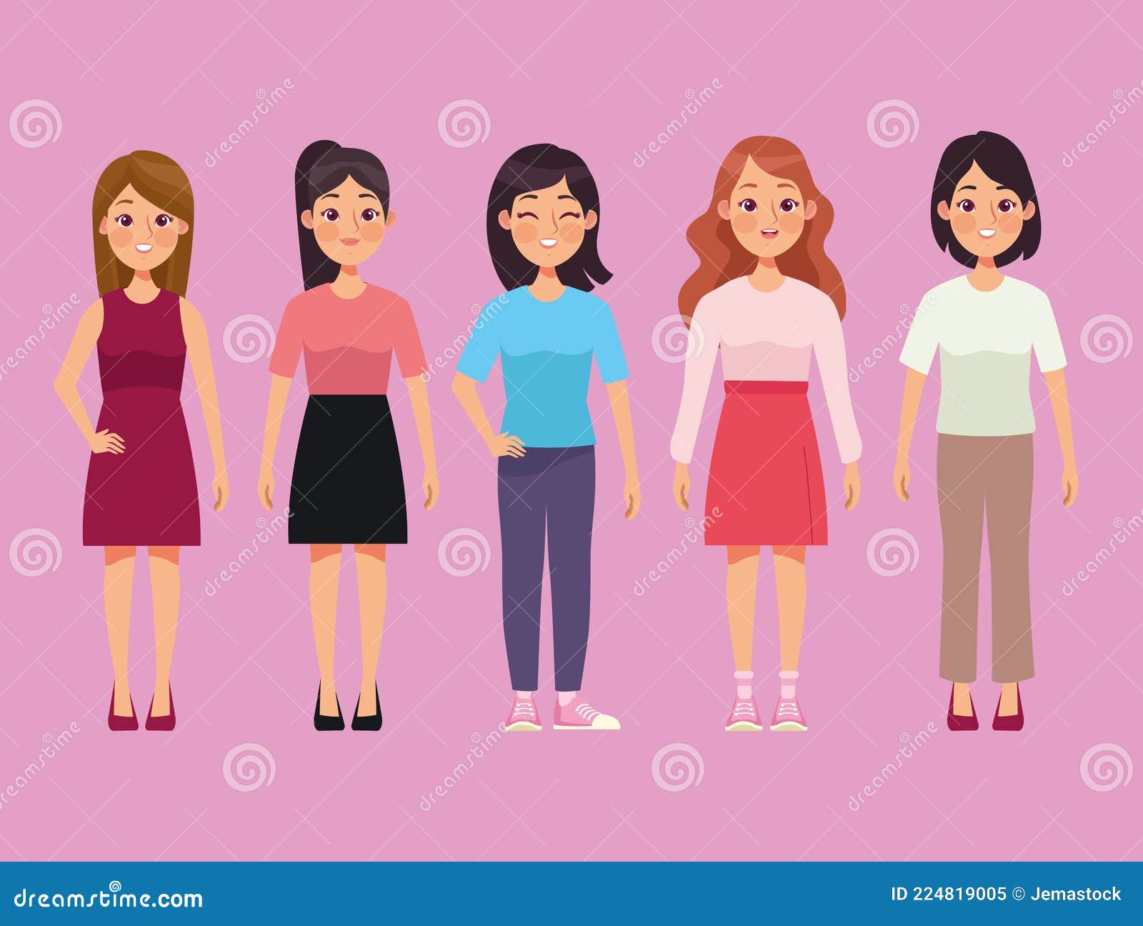 Five young women stock vector. Illustration of women - 224819005