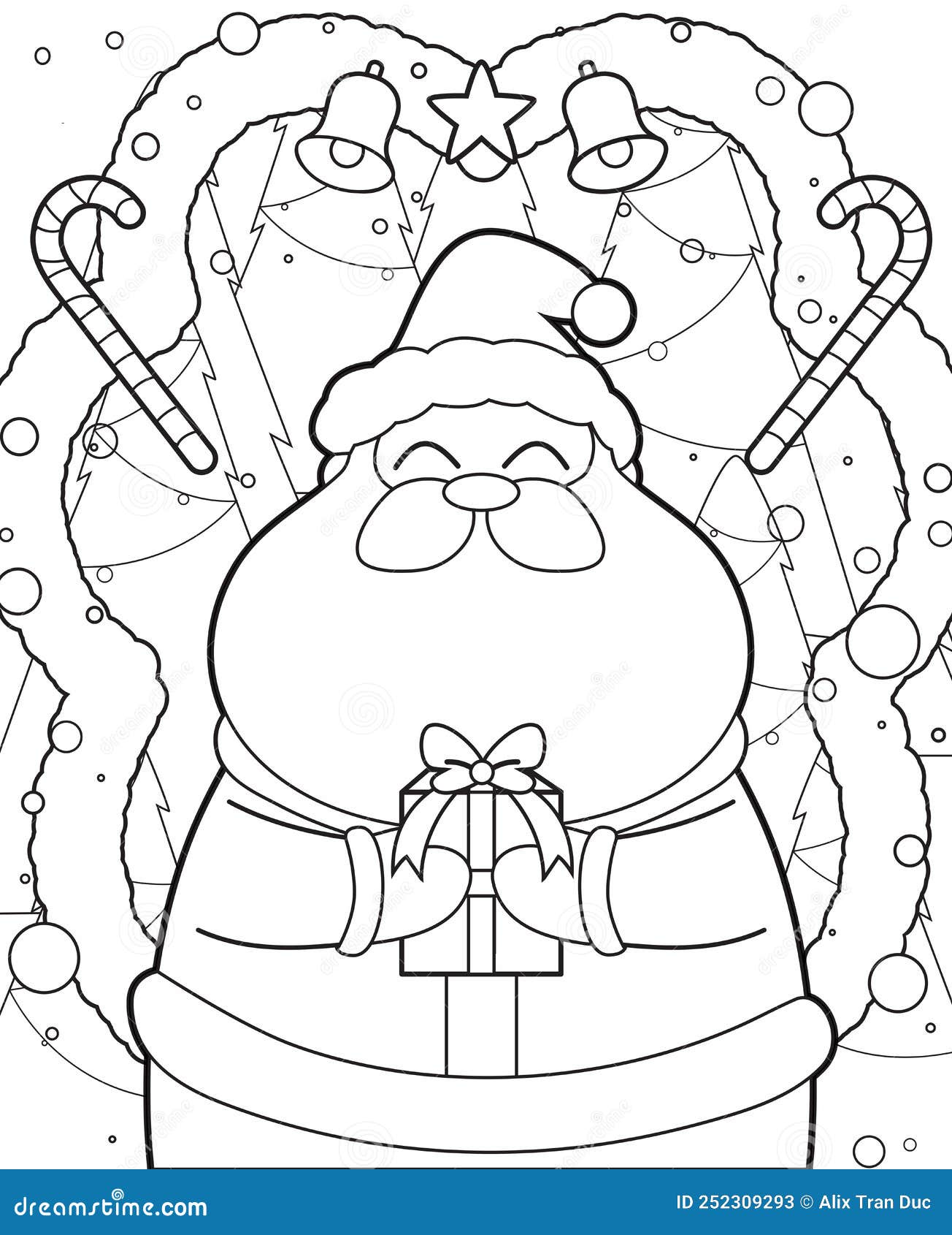 Santa Claus Christmas Winter Coloring Book Page Stock Vector ...
