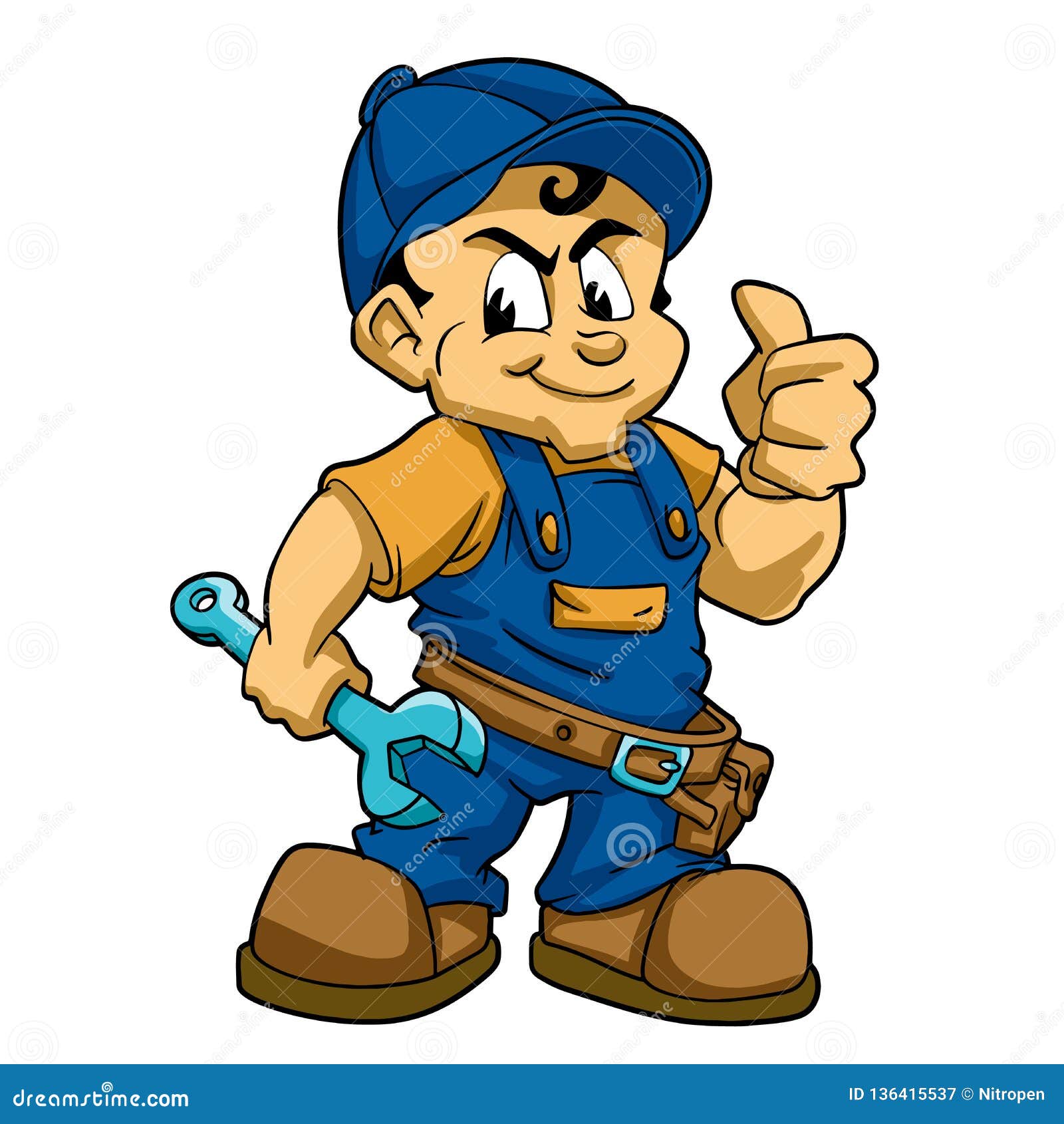 Fix boy with wrench stock vector. Illustration of construction - 136415537