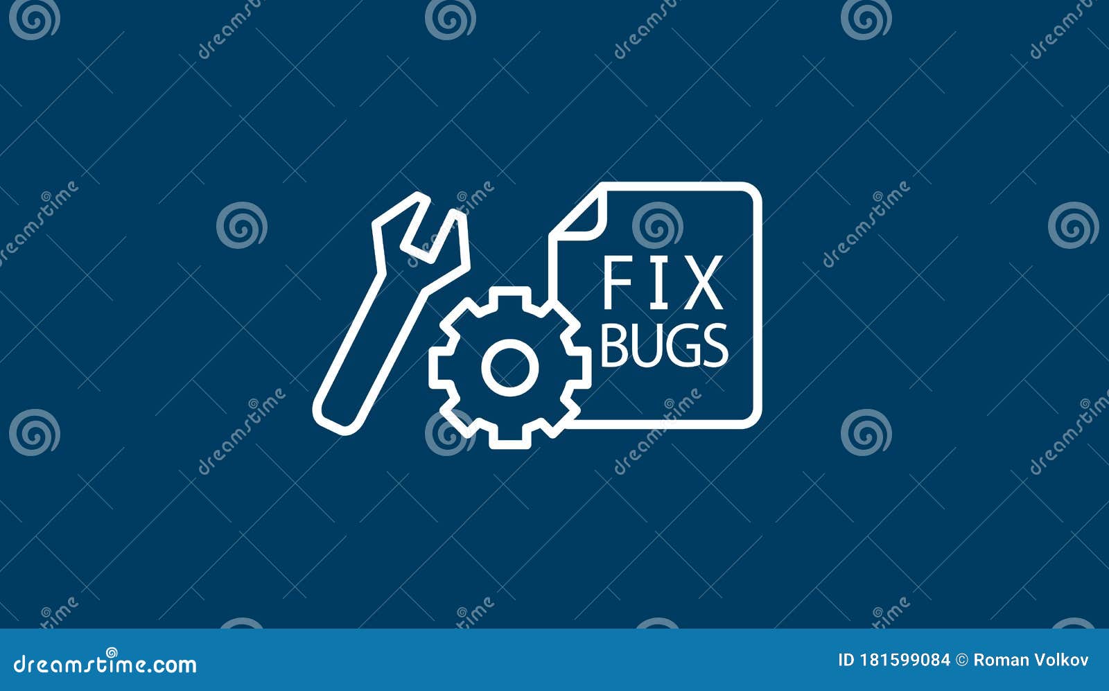 Fix Bugs Icon with Wrench and Gear Stock Vector - Illustration of ...