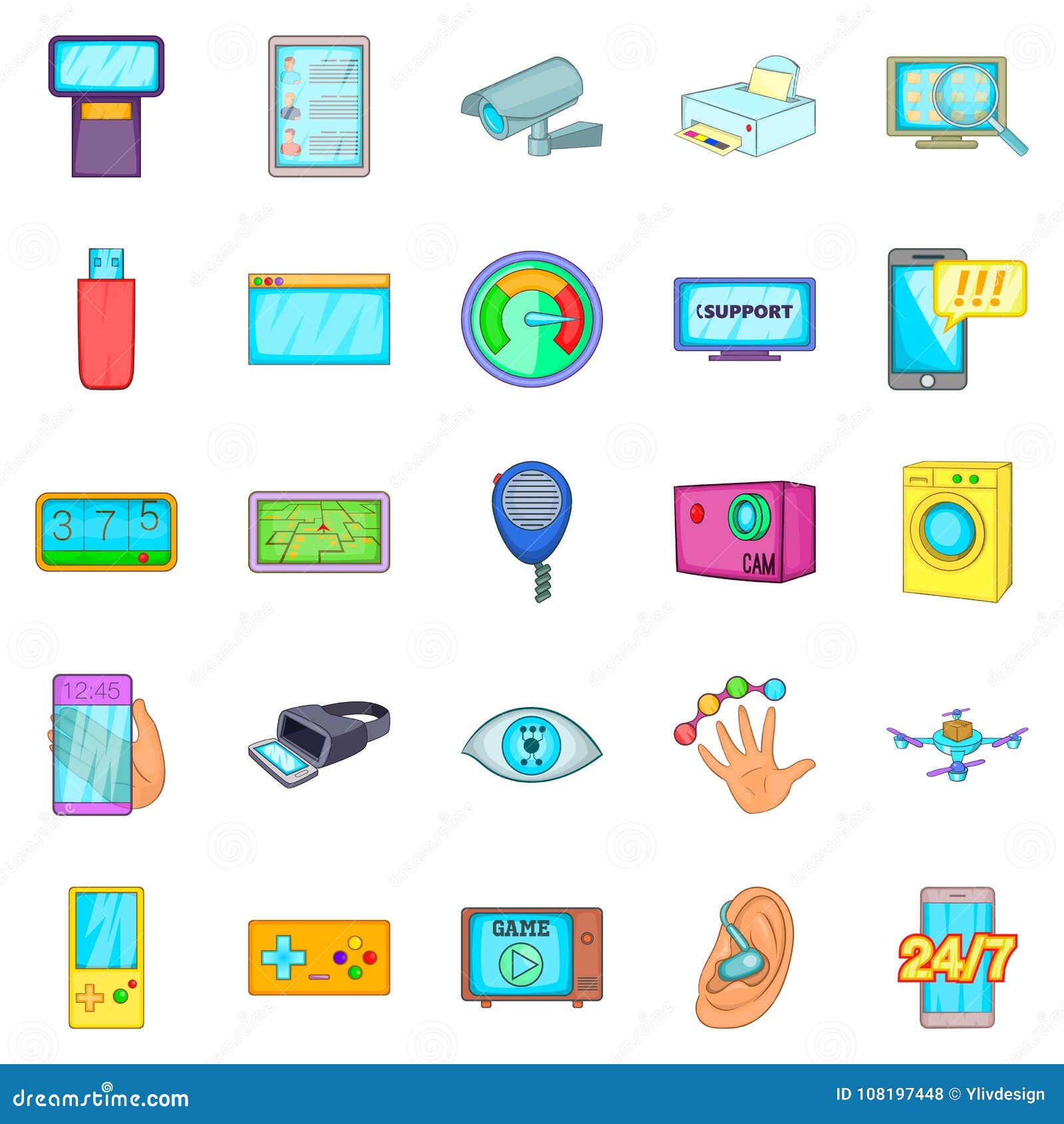 Fix the Electronics Icons Set, Cartoon Style Stock Vector ...