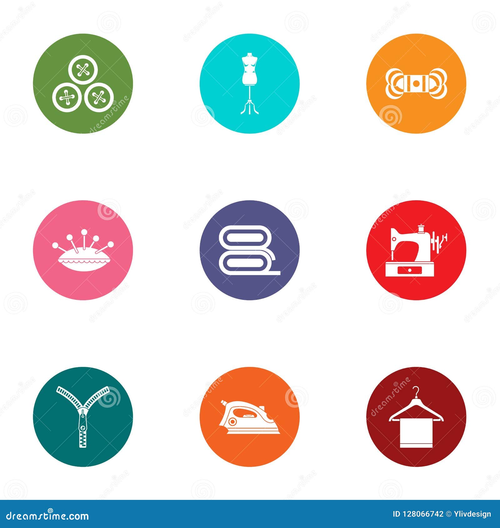 Fix the Fabric Icons Set, Flat Style Stock Vector - Illustration of ...