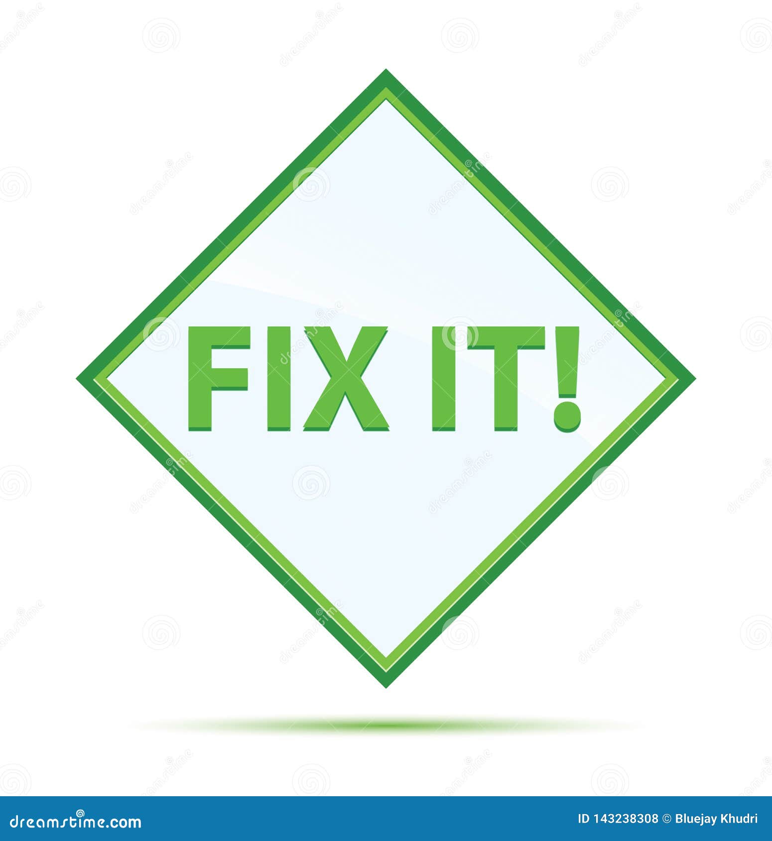Fix it! Modern Abstract Green Diamond Button Stock Illustration ...
