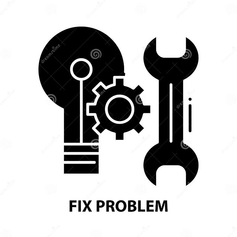 Fix Problem Icon, Black Vector Sign with Editable Strokes, Concept ...