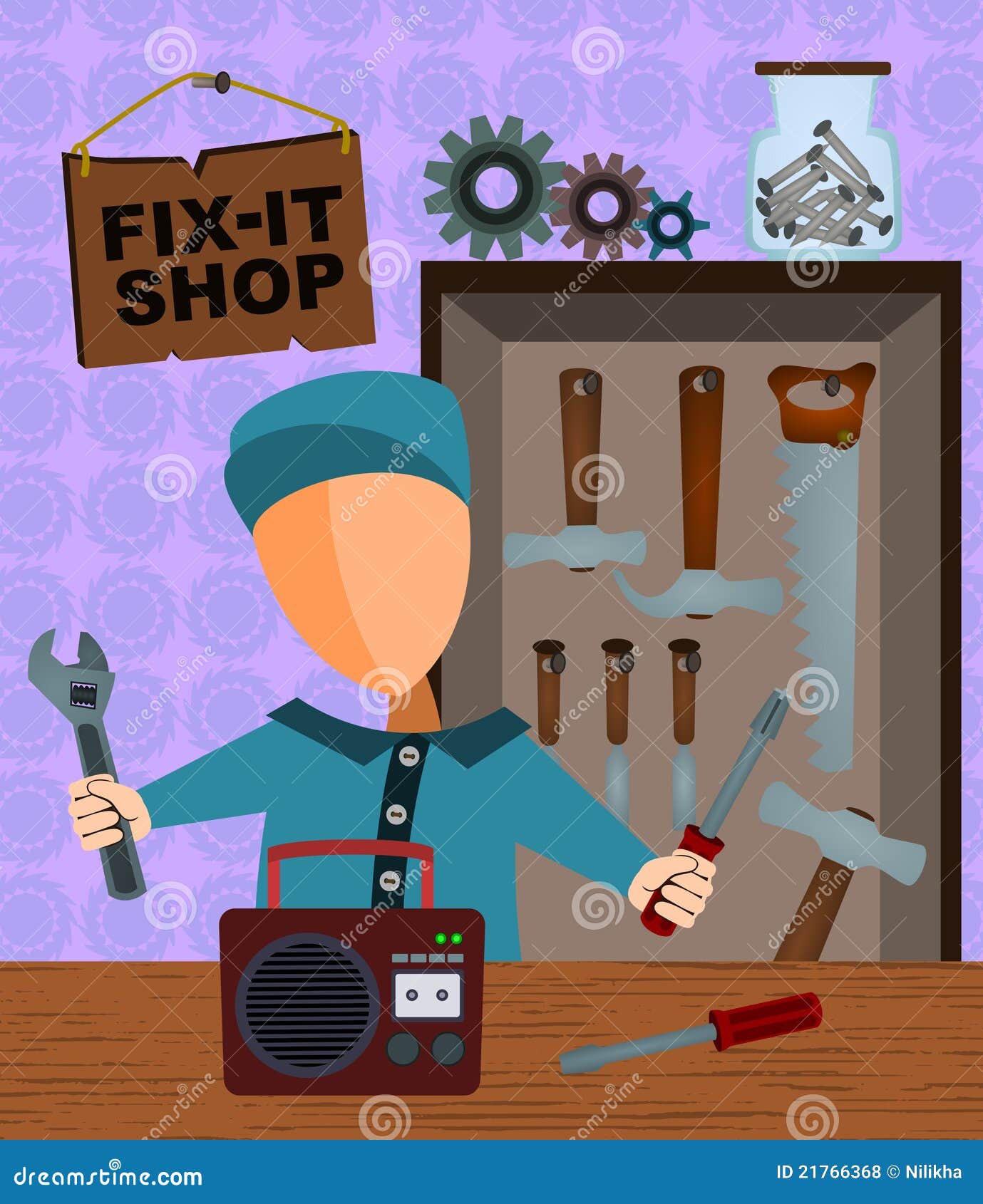 Fix-it shop stock illustration. Illustration of mechanic - 21766368