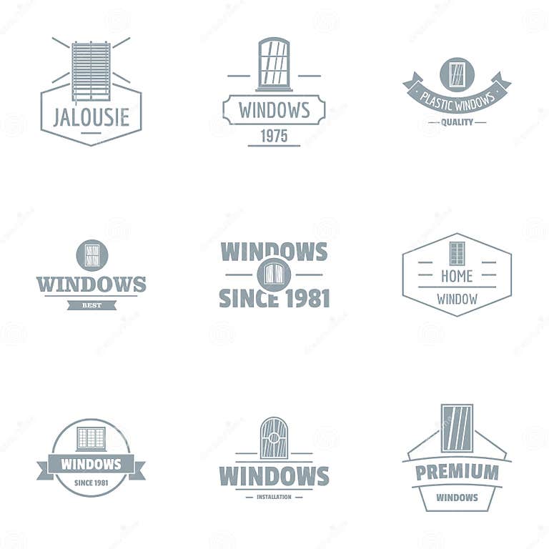Fix Window Logo Set, Simple Style Stock Vector - Illustration of ...