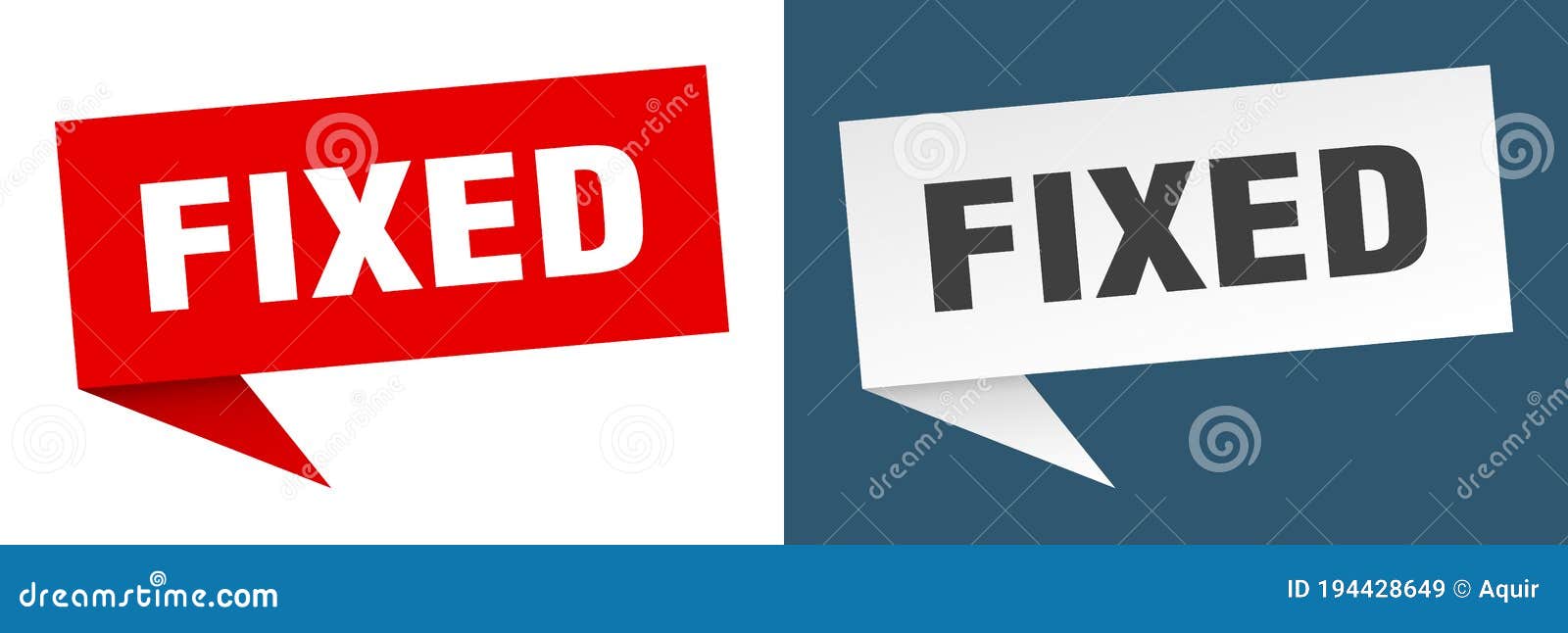 Fixed Banner. Fixed Speech Bubble Label Set Stock Vector - Illustration ...