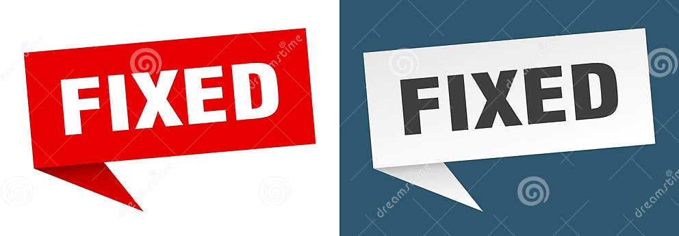 Fixed Banner. Fixed Speech Bubble Label Set Stock Vector - Illustration ...