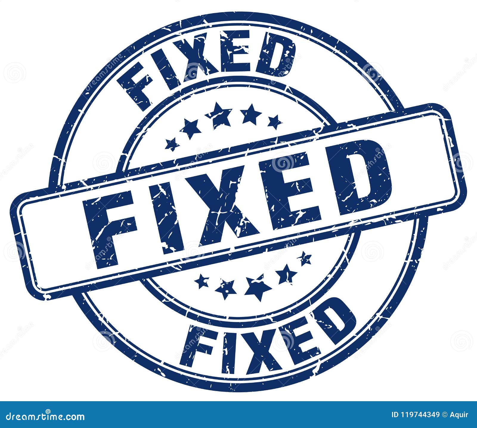 Fixed blue stamp stock vector. Illustration of badge - 119744349