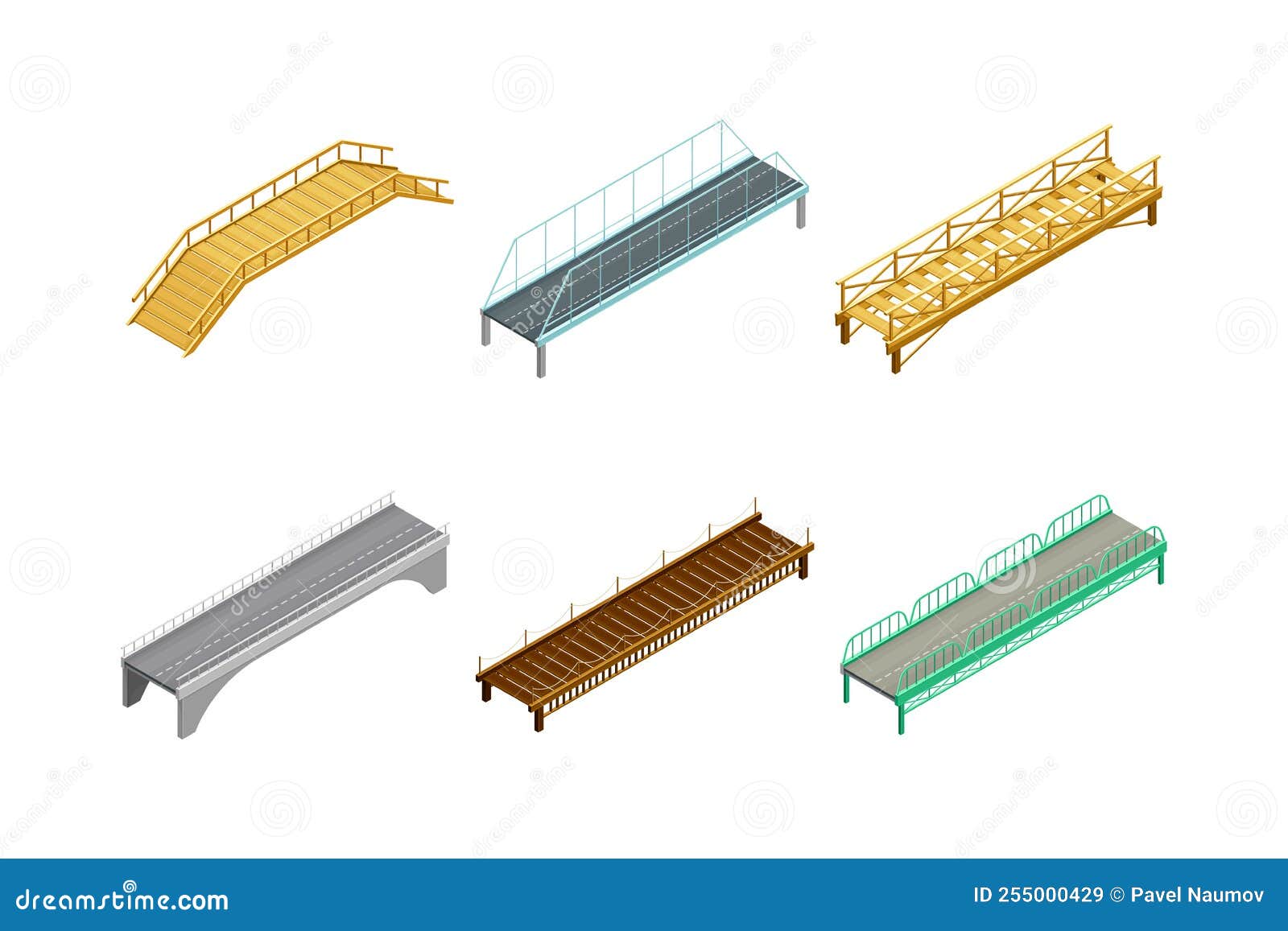 Fixed Bridges Made of Wood and Metal with Beam and Arch Bridge ...