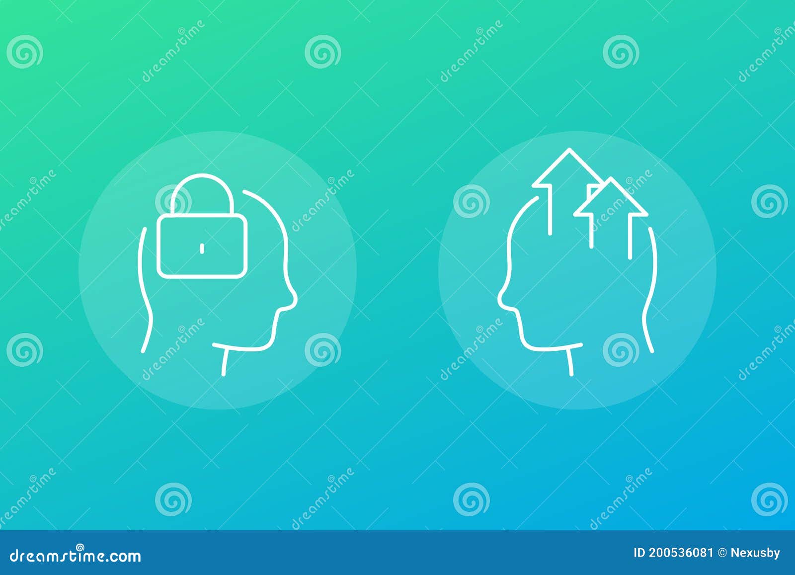 Fixed and Growth Mindset Icons, Linear Vector Stock Vector ...