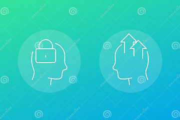 Fixed and Growth Mindset Icons, Linear Vector Stock Vector ...