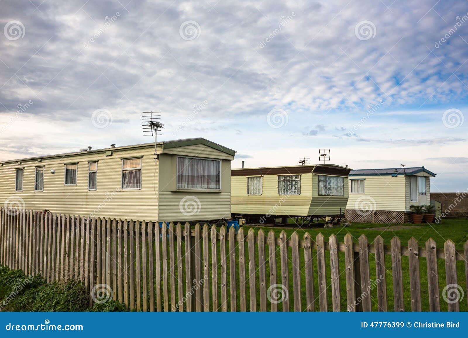 Fixed Holiday Homes, Caravans, in Winter Stock Image - Image of grass ...