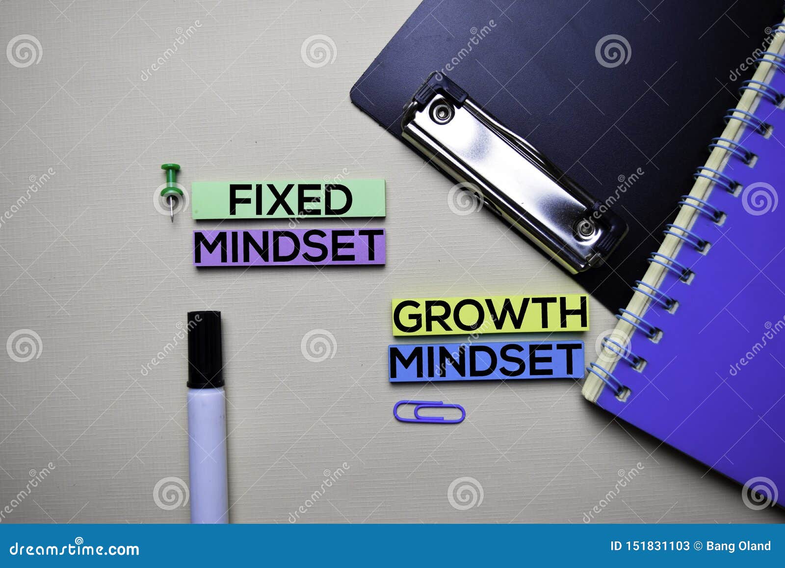 Fixed Mindset or Growth Mindset Text on Sticky Notes with Office Desk ...