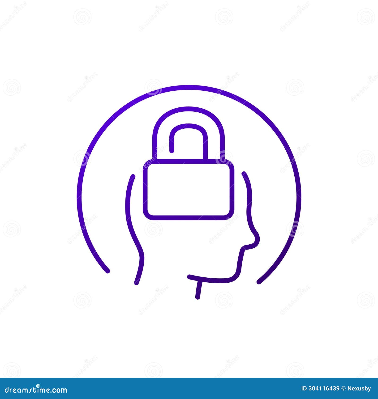 Fixed Mindset Line Icon, Vector Stock Illustration - Illustration of ...