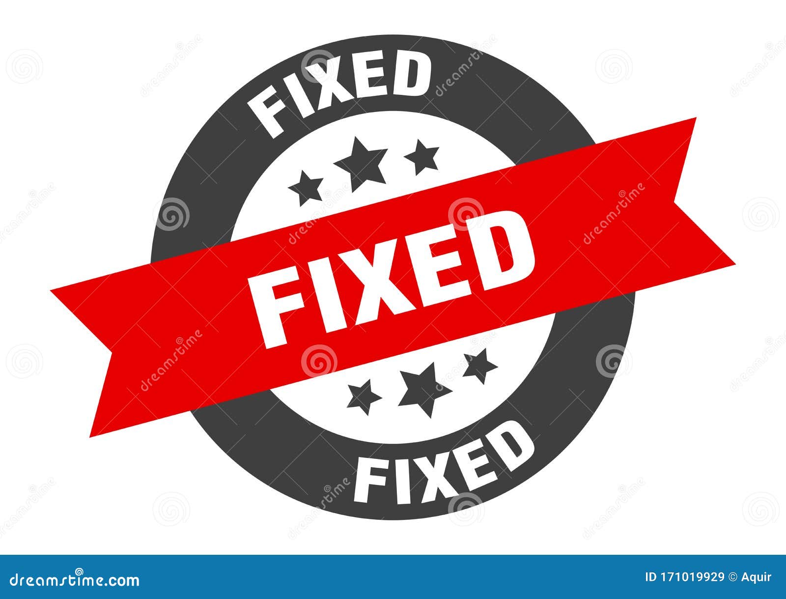 Fixed Sign. Fixed Round Ribbon Sticker Stock Vector - Illustration of ...