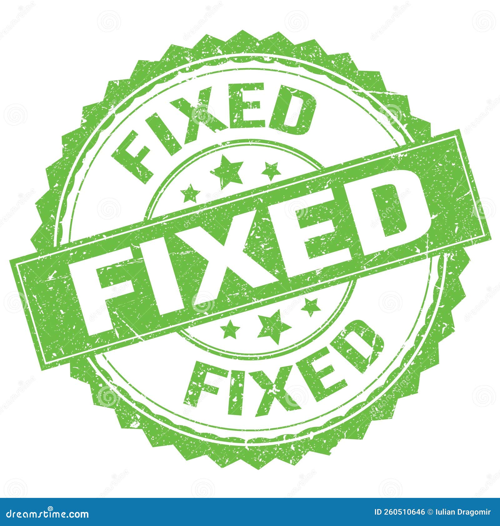 FIXED Text on Green Round Stamp Sign Stock Illustration - Illustration ...