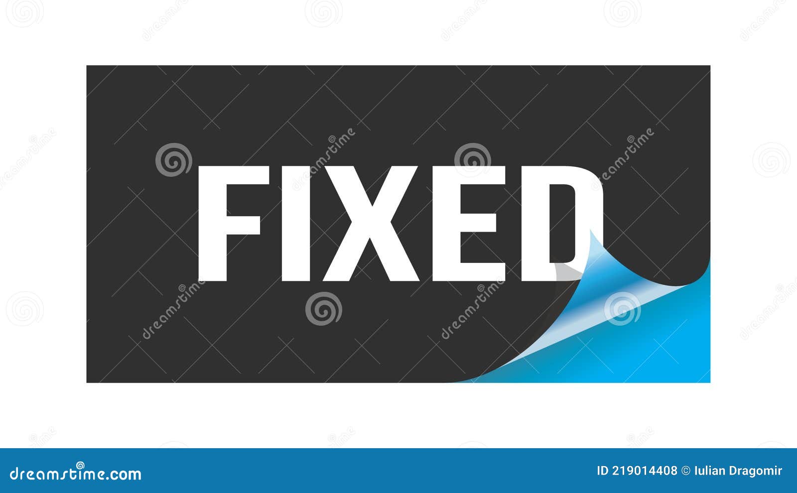 FIXED Text Written on Black Blue Sticker Stock Illustration ...