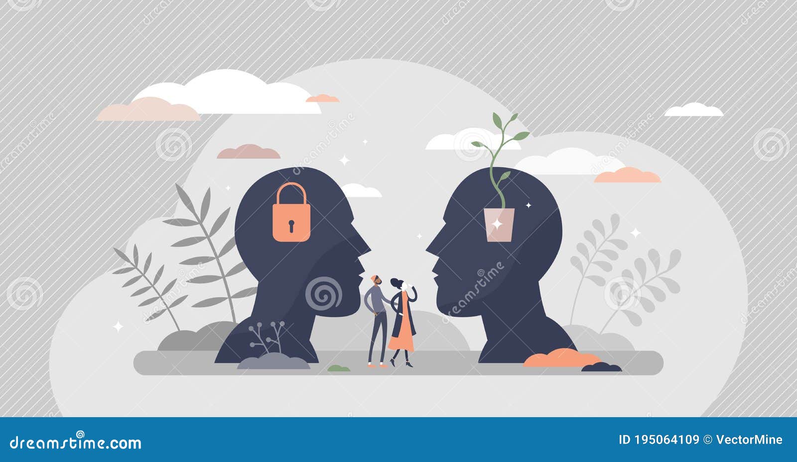 Fixed Vs Growth Mindset With Open Or Locked Personality Tiny Person ...