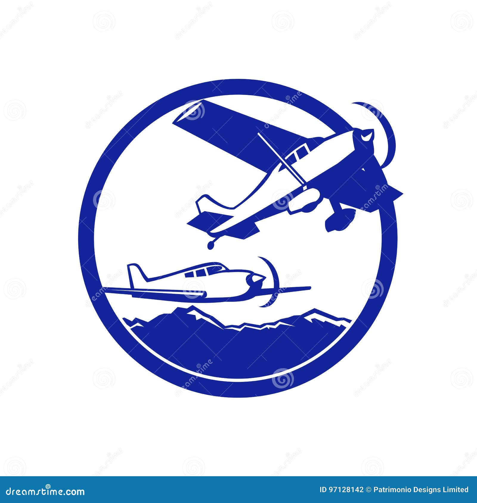 Fixed Wing Light Plane Flight Circle Retro Stock Vector - Illustration ...