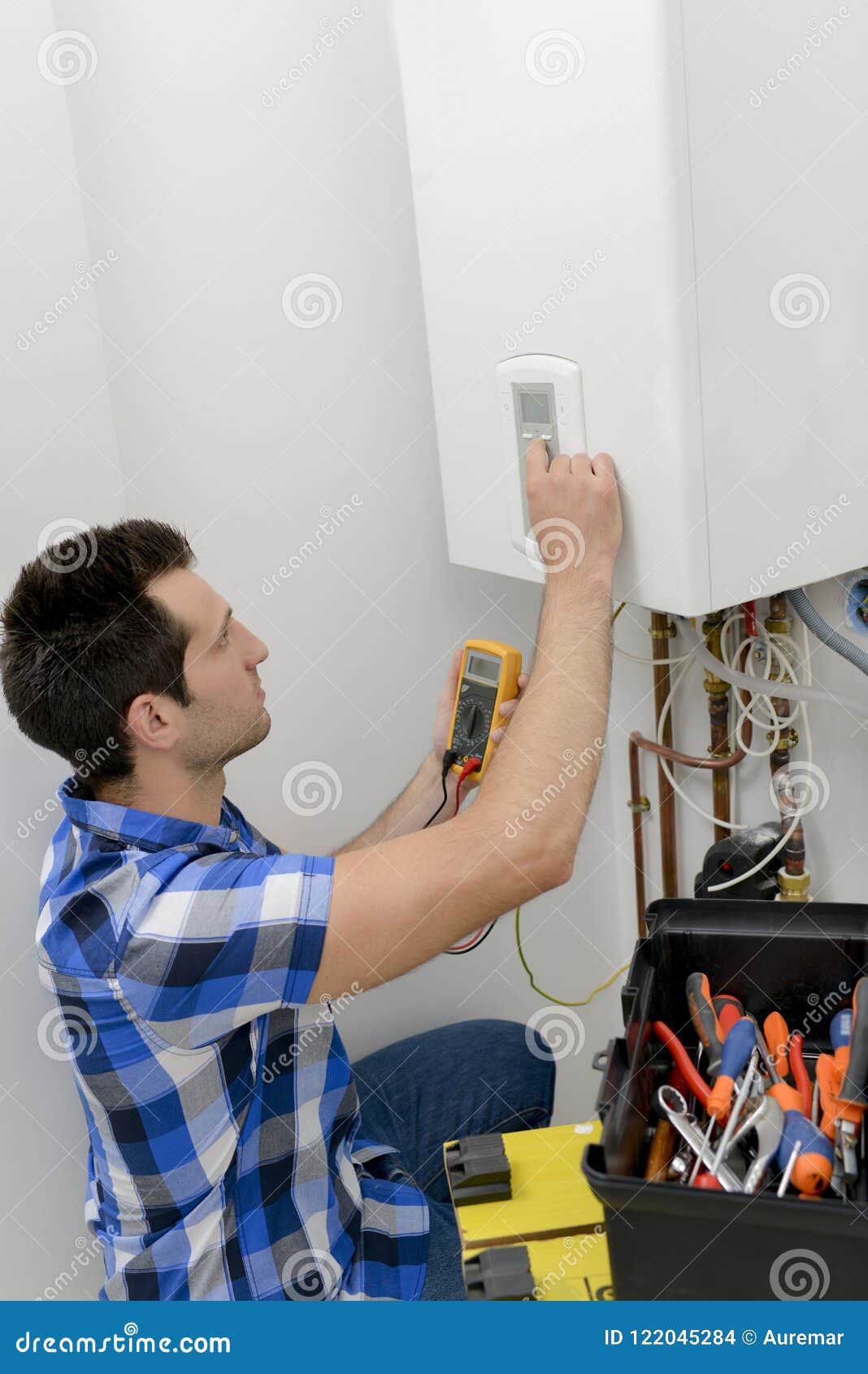 Fixing a boiler system stock photo. Image of thermostat - 122045284