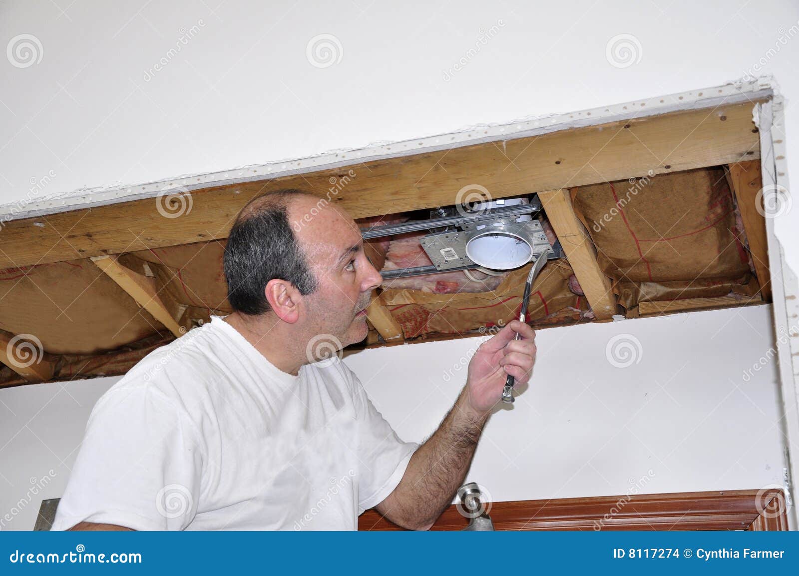 Fixing ceiling light stock photo. Image of repair, house - 8117274