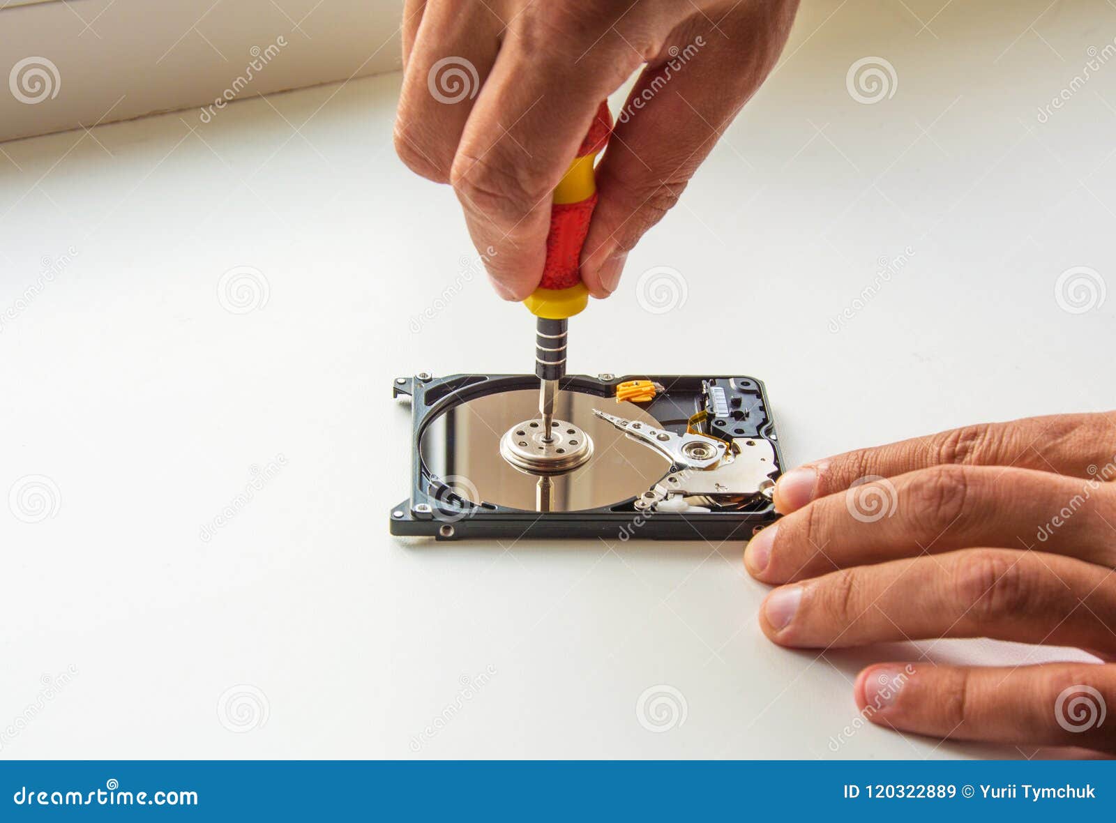 Fixing Damaged HDD Using Screwdriver Stock Image - Image of disc ...