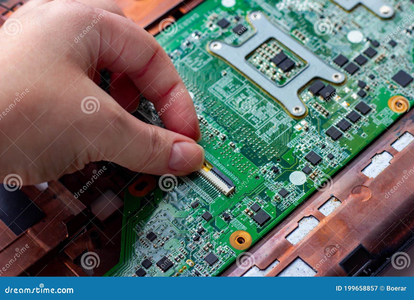 Fixing Different Electronic Components Inside the Pc with the Hand ...