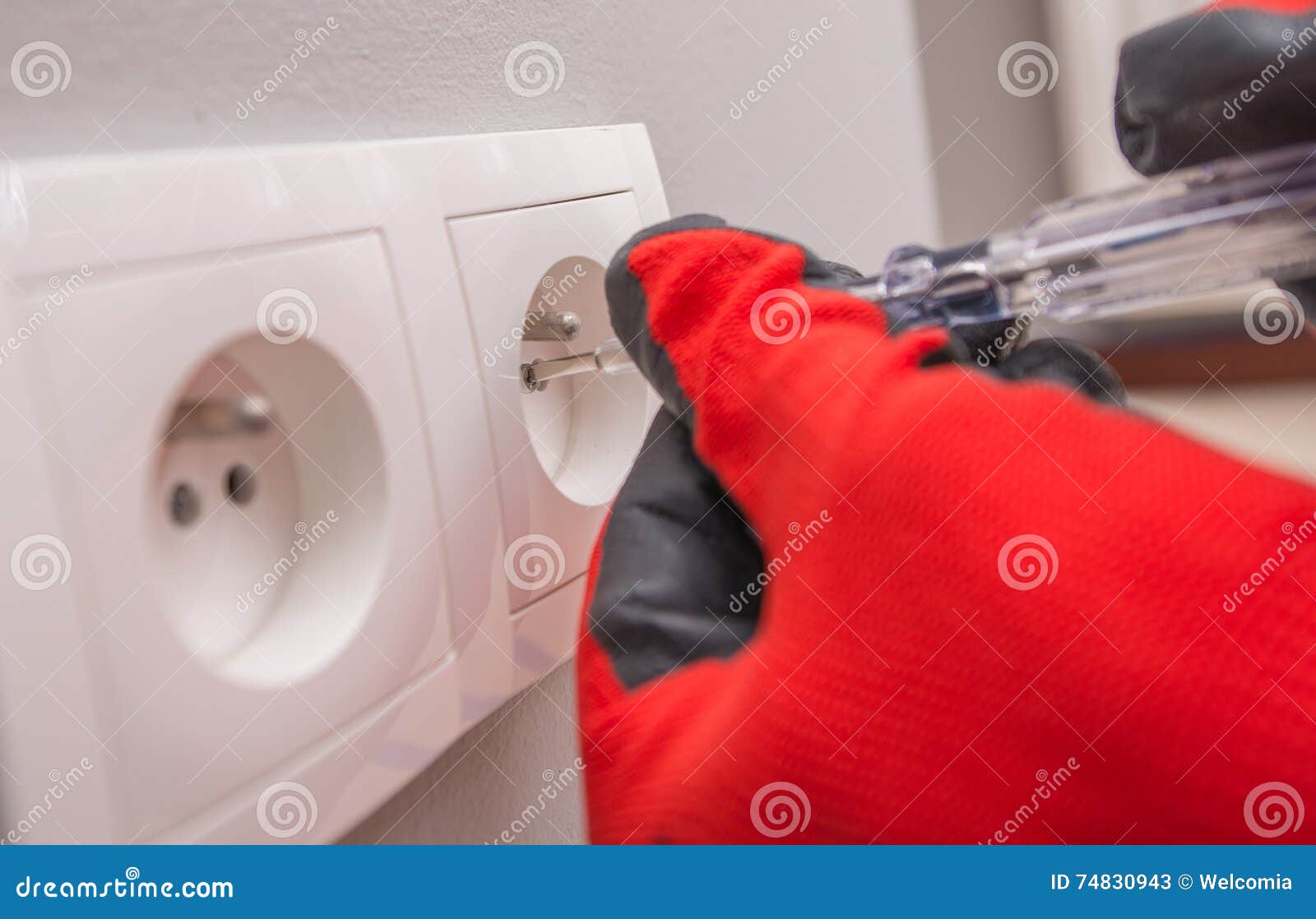 Fixing Electric Socket stock image. Image of european - 74830943