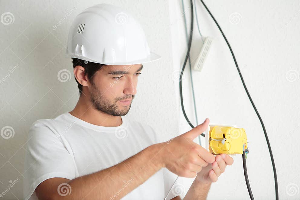 Fixing the Electrical Wires Stock Image - Image of connection, flow ...