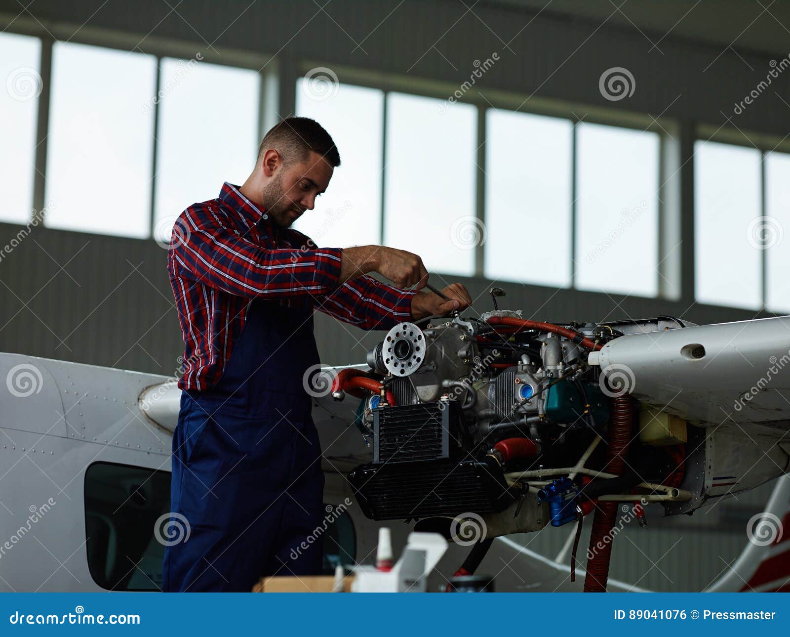 Fixing engine parts stock photo. Image of hangar, troubleshooting ...