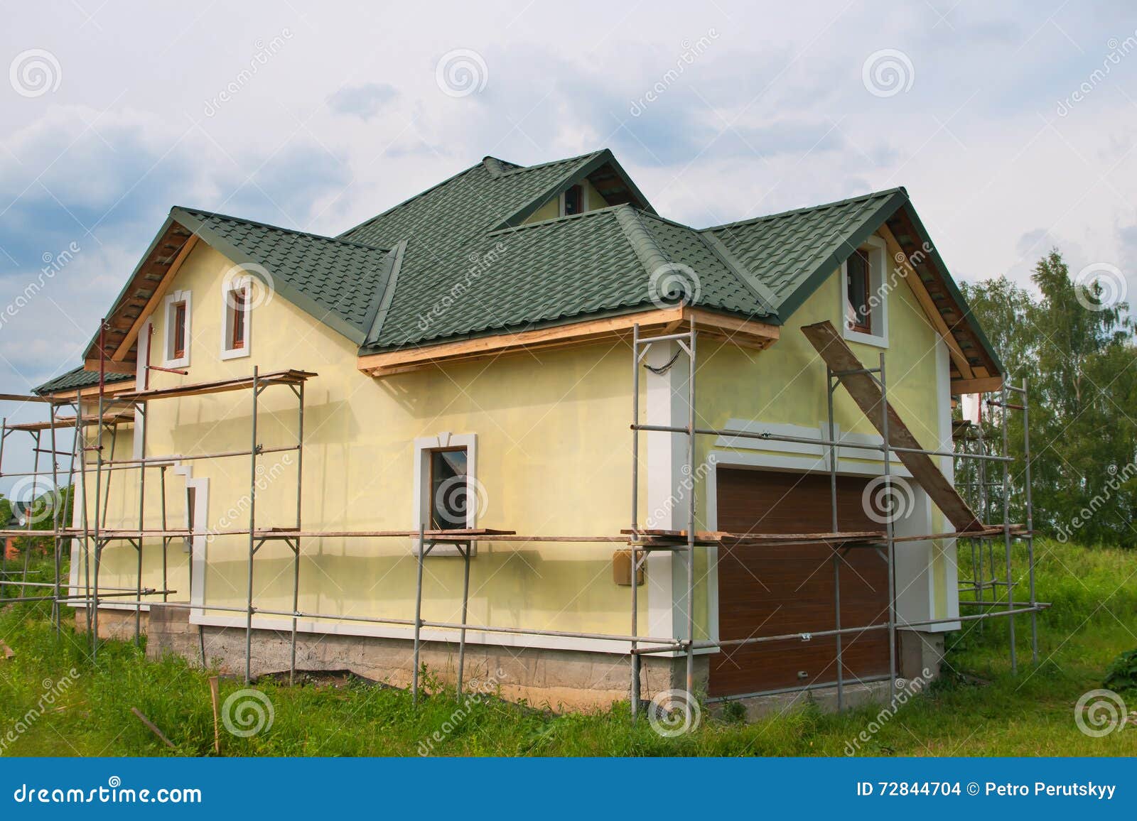 Fixing facade stock photo. Image of scaffolding, siding - 72844704
