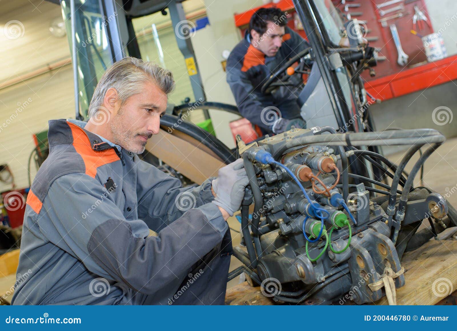 They Fixing Farming Equipment Stock Photo - Image of repair, connection ...