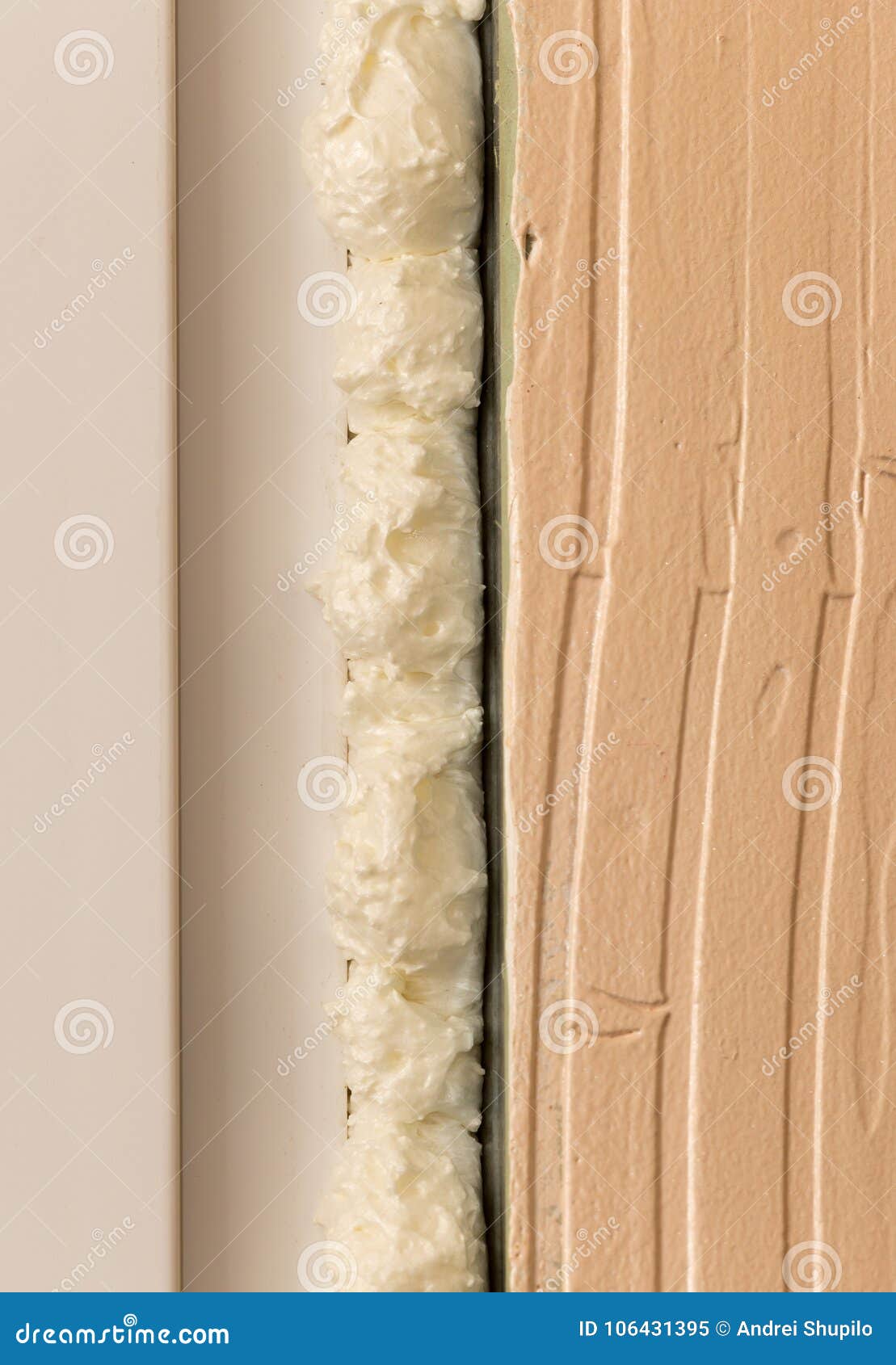 Fixing the Gap in the Door with Construction Foam Stock Image - Image ...