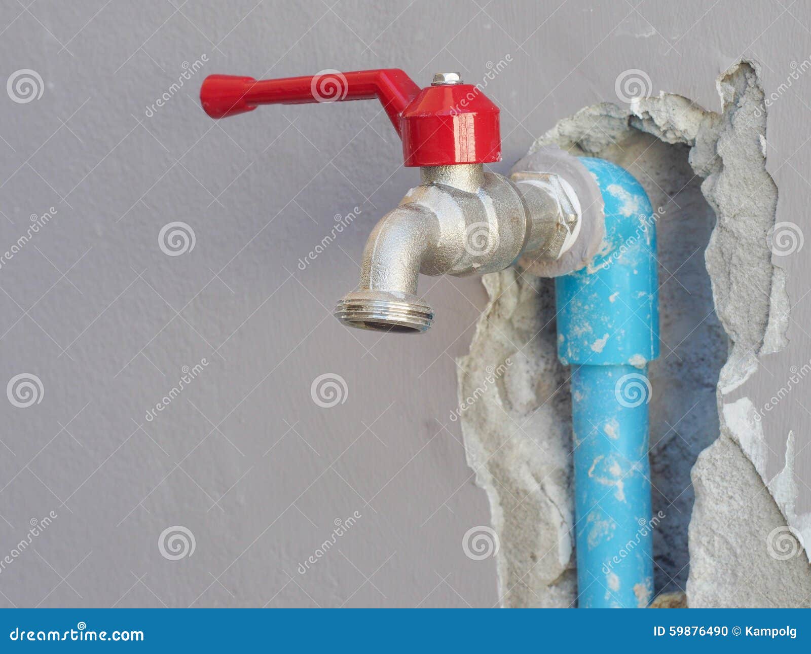Fixing Leaked Water Pipe on the Wall Stock Photo - Image of waterpipe ...