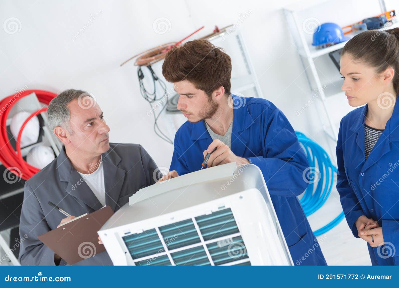 Fixing and Maintaining Air Conditioning System Stock Photo - Image of ...