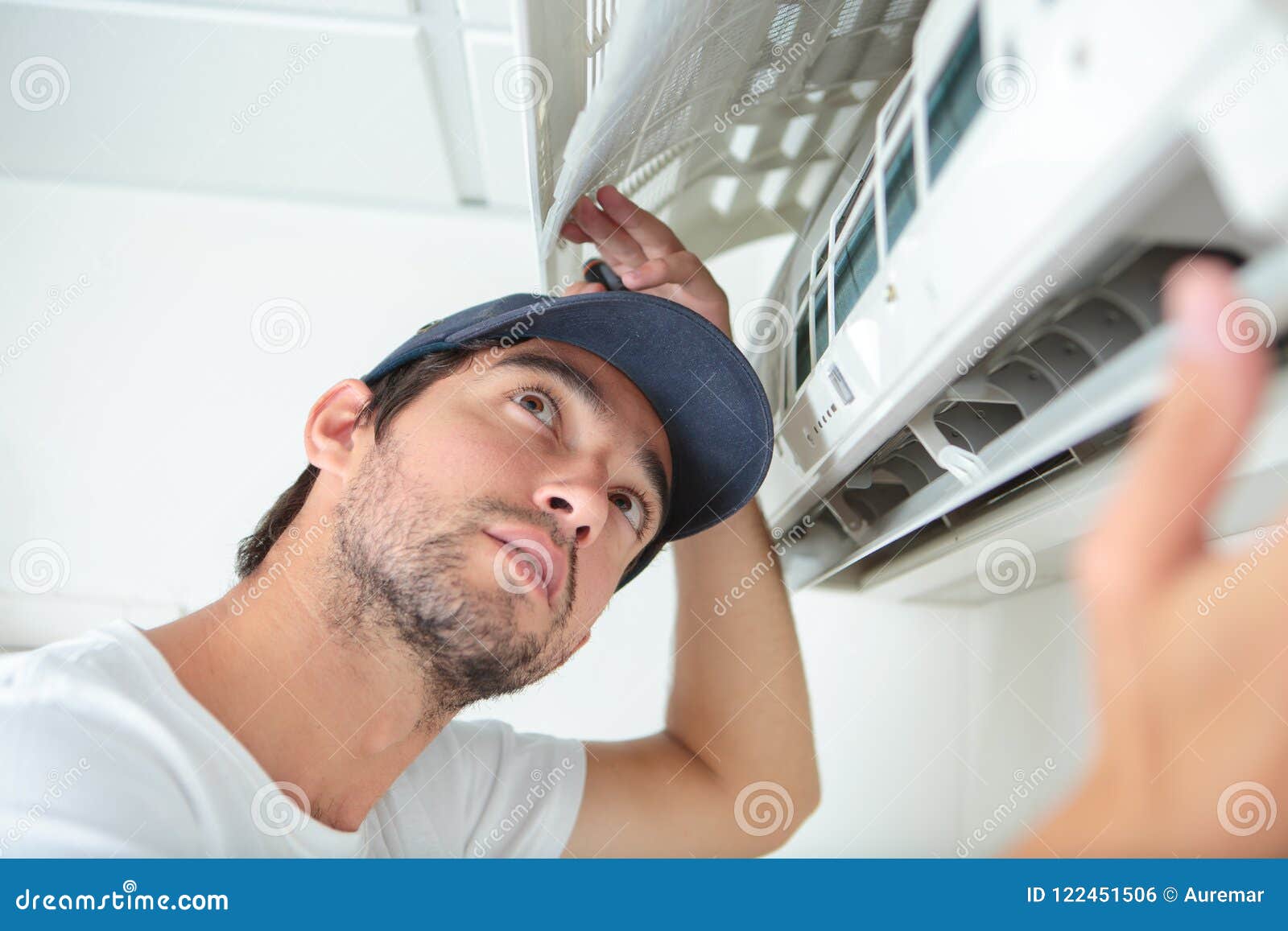 Fixing and Maintaining Air Conditioning System Stock Photo - Image of ...