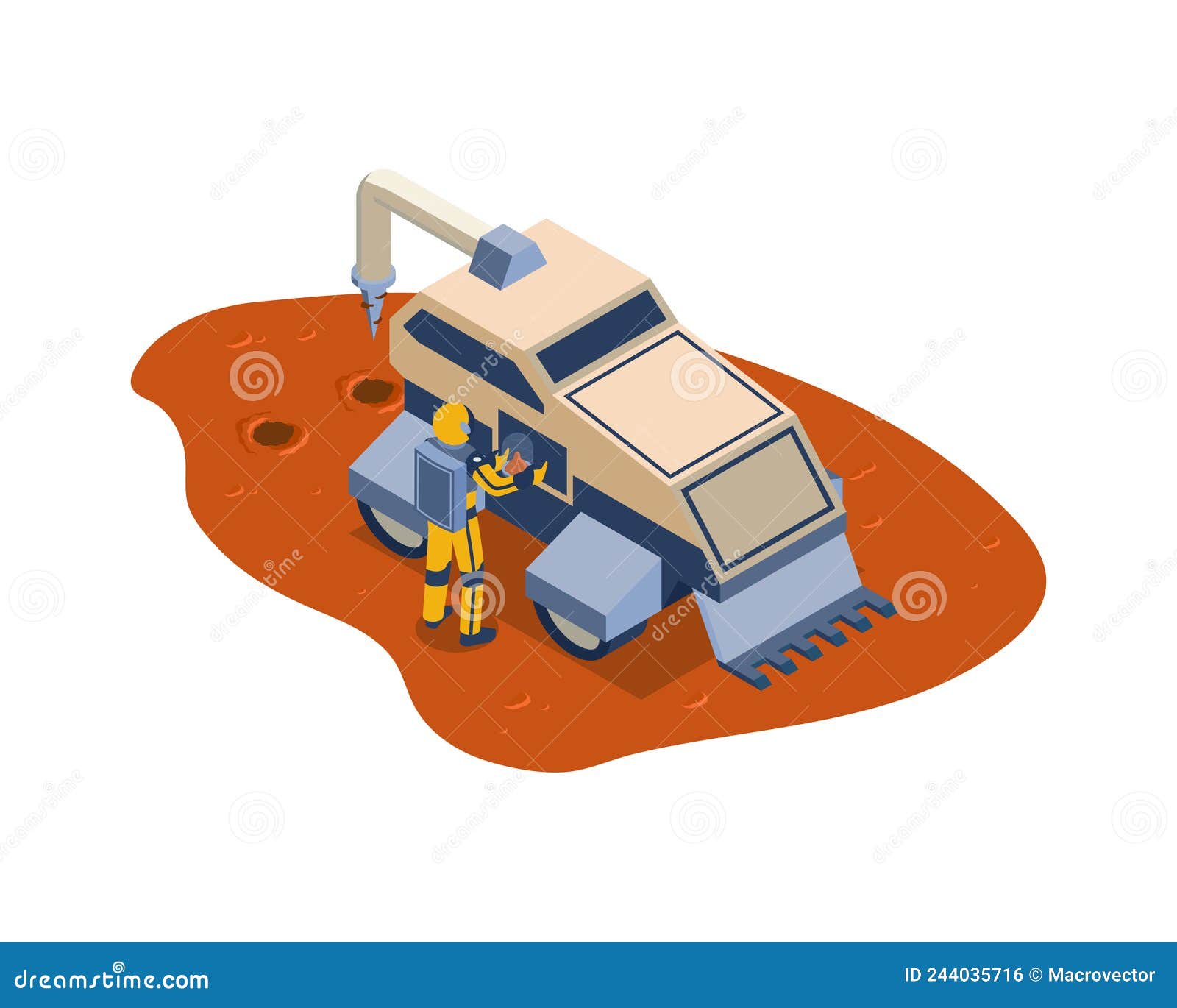 Fixing Mars Rover Composition Stock Vector - Illustration of planet ...