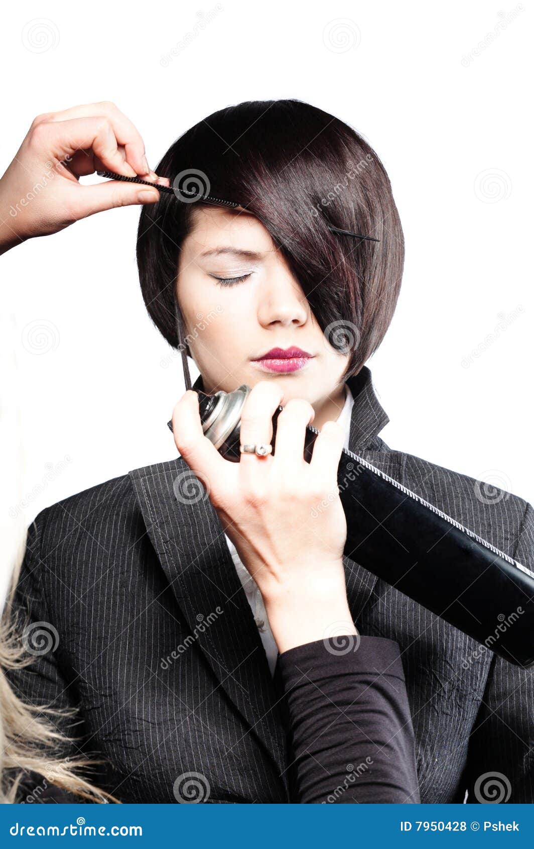 Fixing model s hair stock photo. Image of hairdresser - 7950428