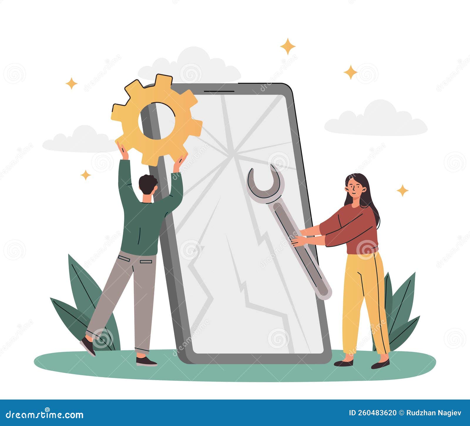 Fixing phone concept stock vector. Illustration of person - 260483620