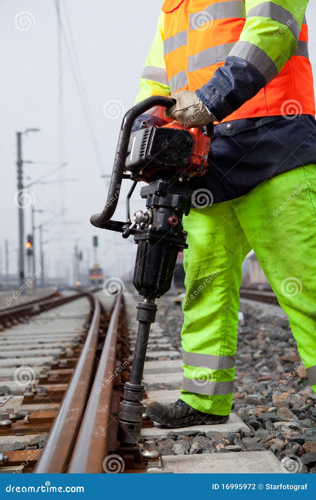Fixing the railtrack stock photo. Image of repair, rails - 16995972